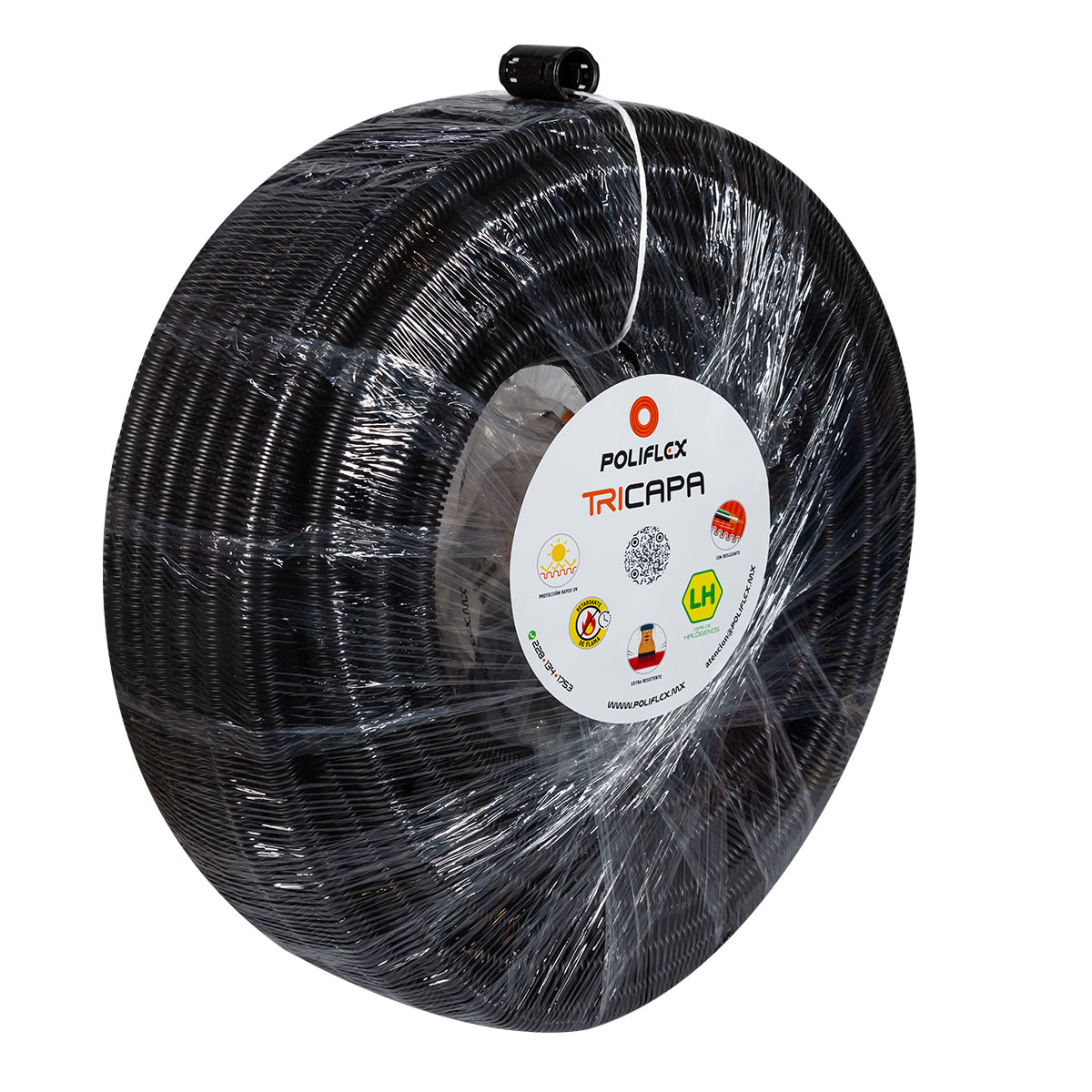 Poliducto Negro para exteriores vista 360| Poliflex