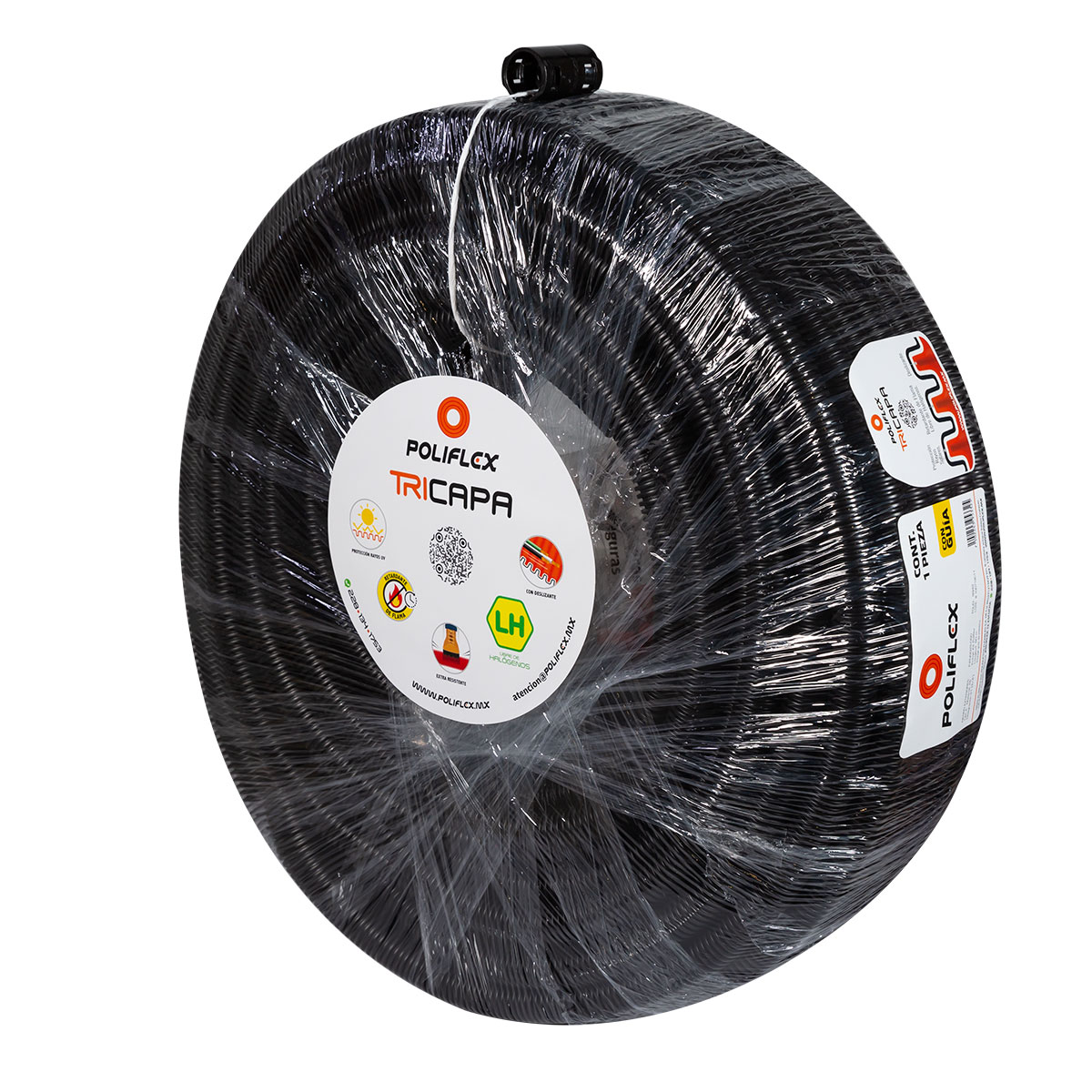 Poliducto Negro para exteriores vista 360| Poliflex